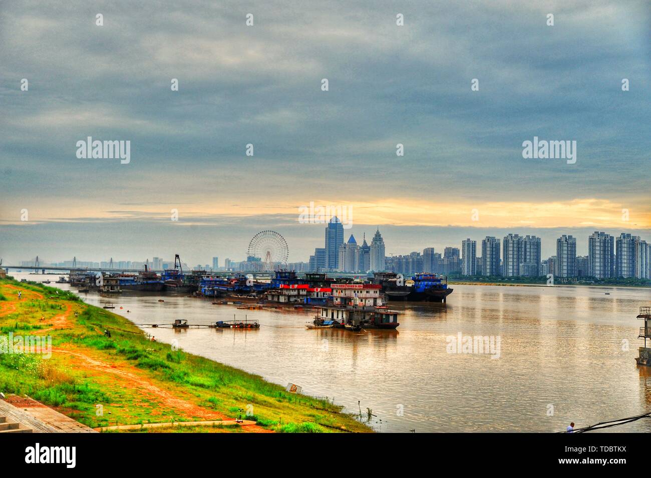 Scenery on both sides of the Ganjiang River Stock Photo - Alamy