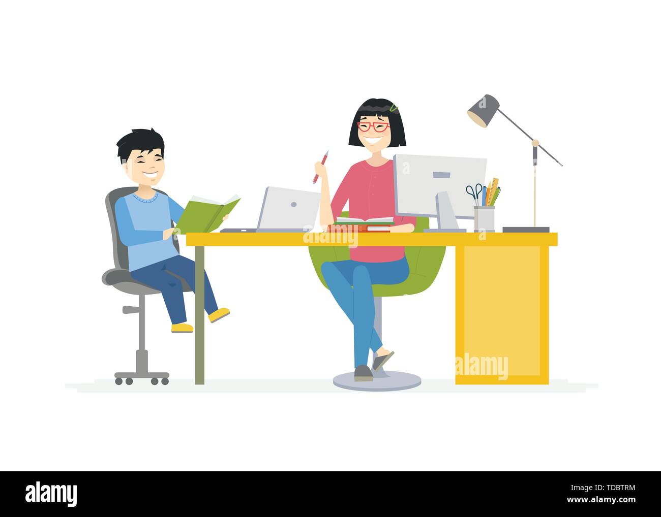 Chinese school children - cartoon people characters illustration Stock ...