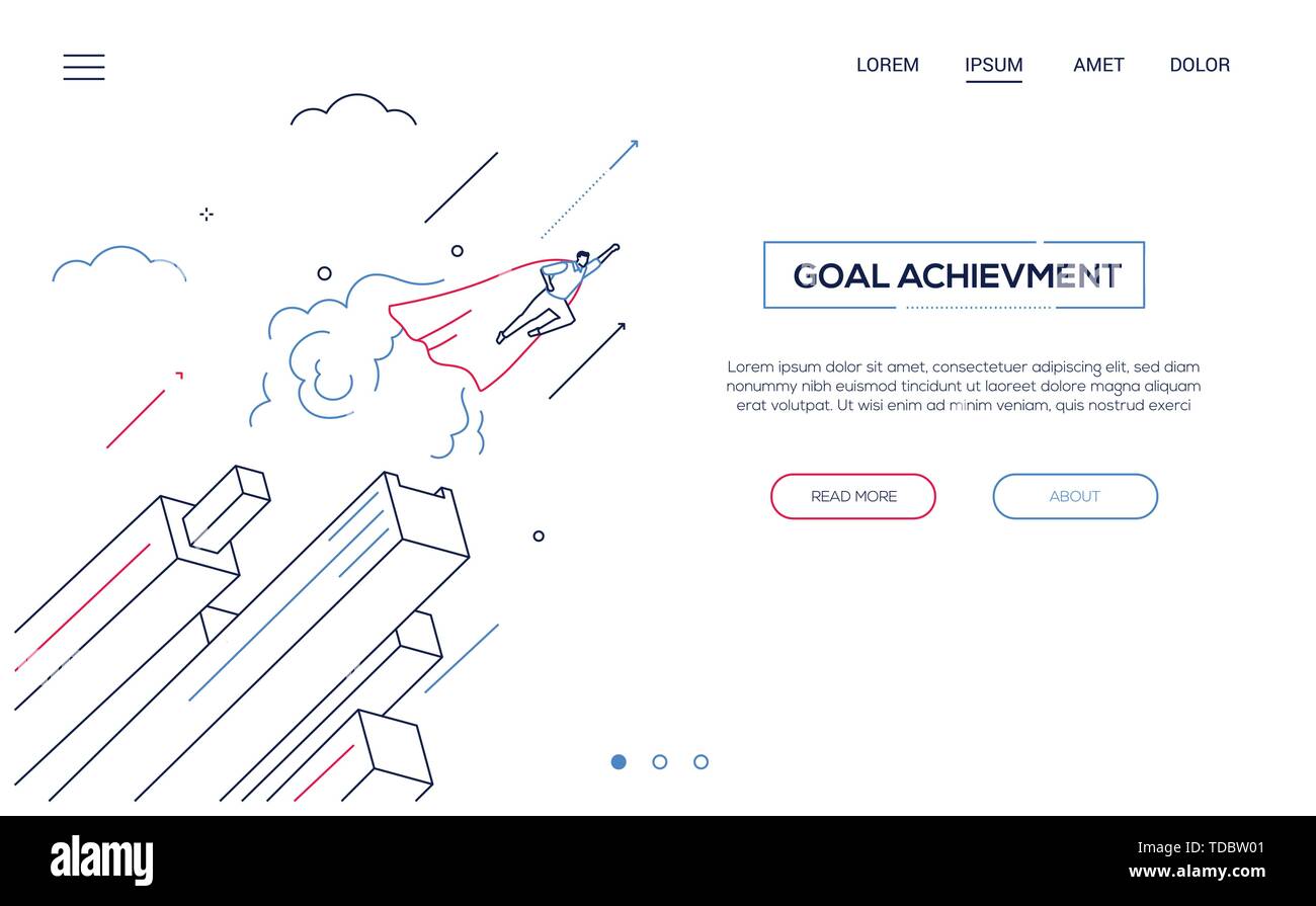Goal achievement - line design style isometric web banner Stock Vector ...