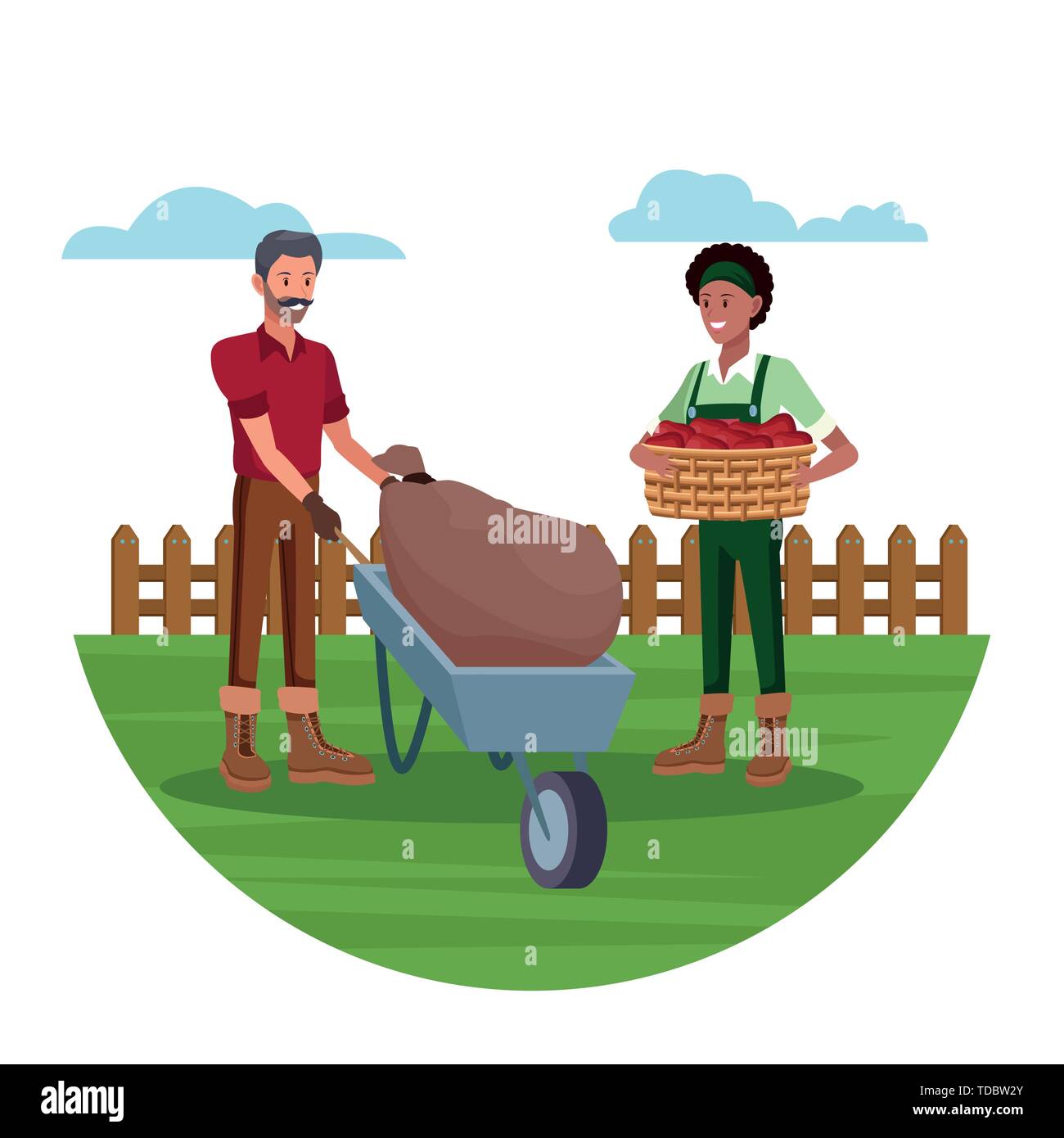 Farmers working in farm cartoons Stock Vector Image & Art - Alamy