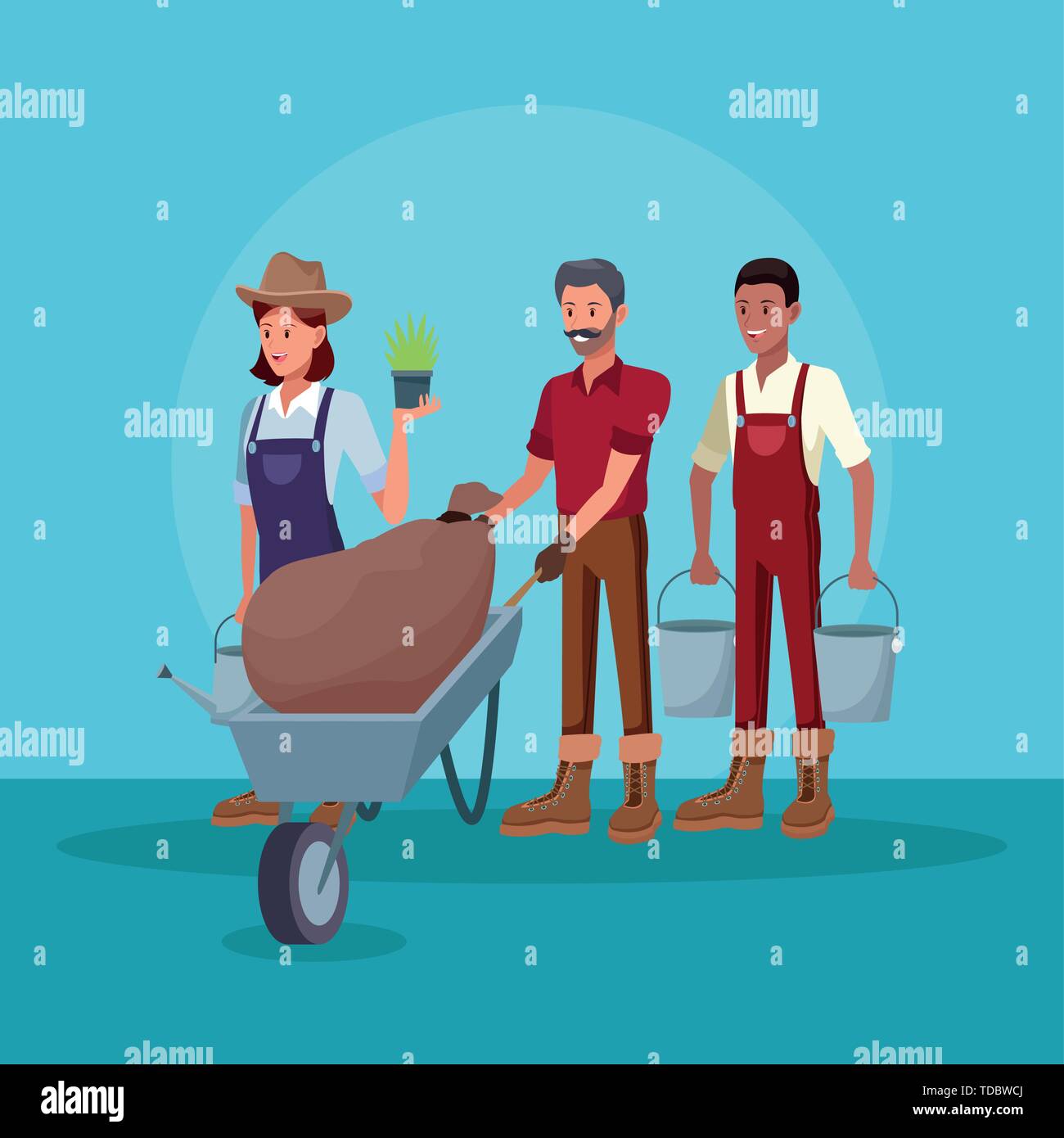 Farmers working in farm cartoons Stock Vector Image & Art - Alamy
