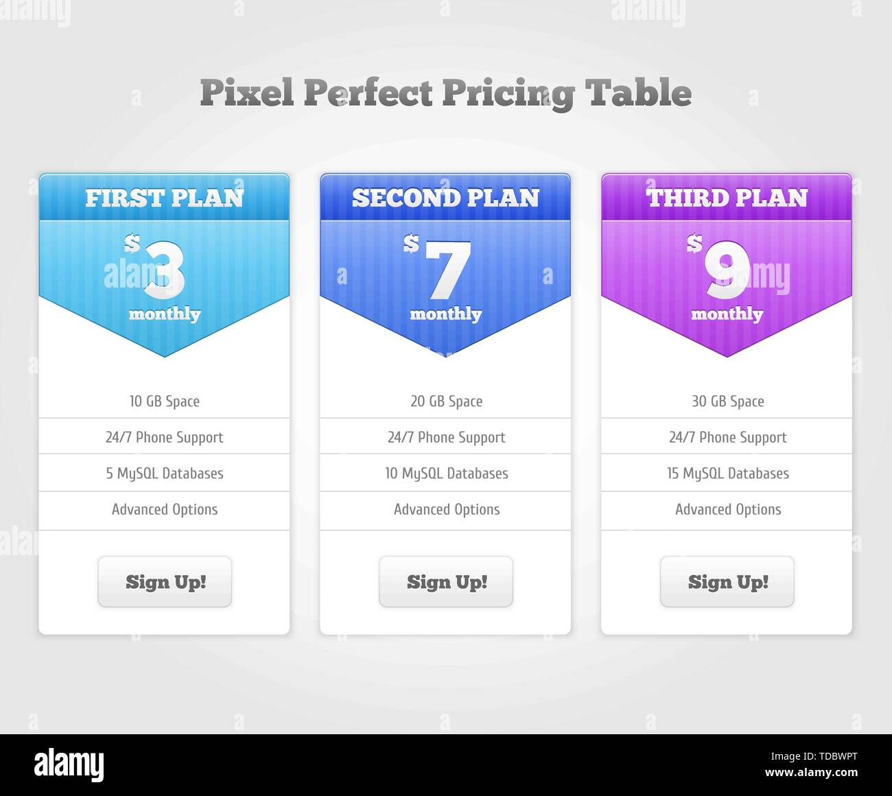 Vector Price table for commercial web services. Vector illustration for ...