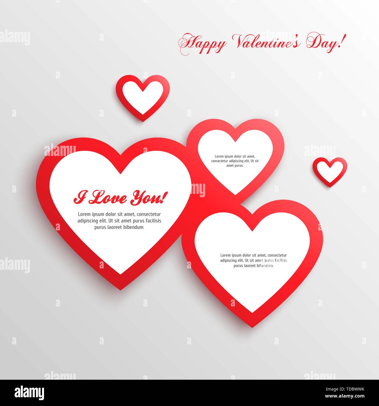 Red hearts Valentines day card. Vector illustration for your design ...