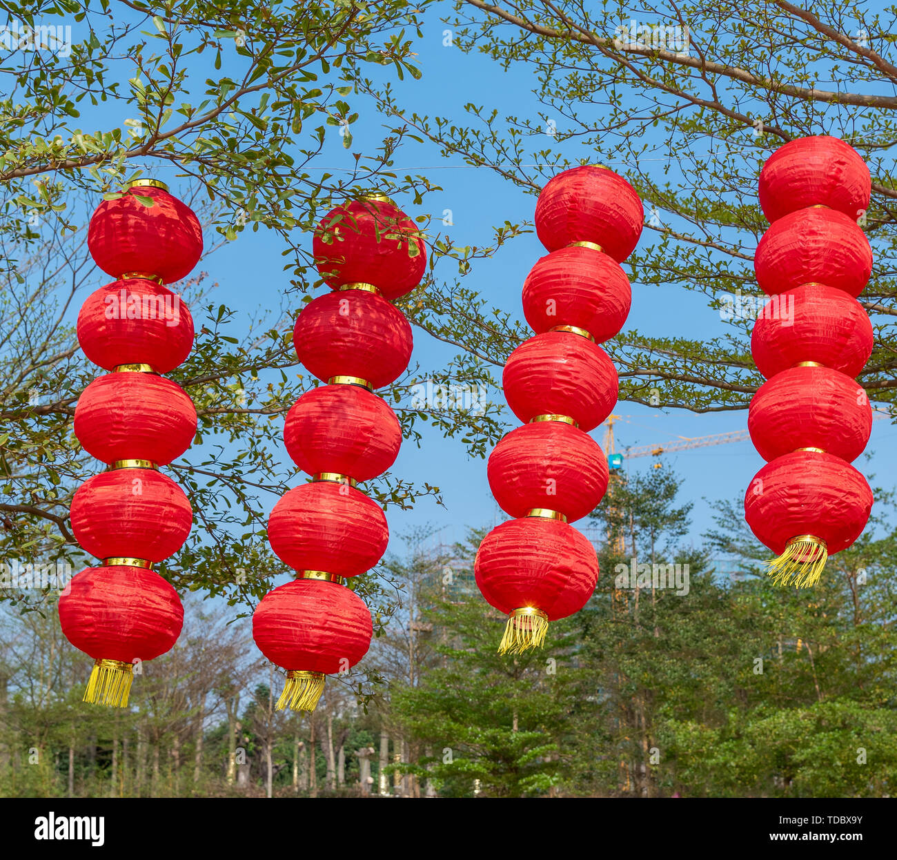 Hanging red lanterns Stock Photo - Alamy