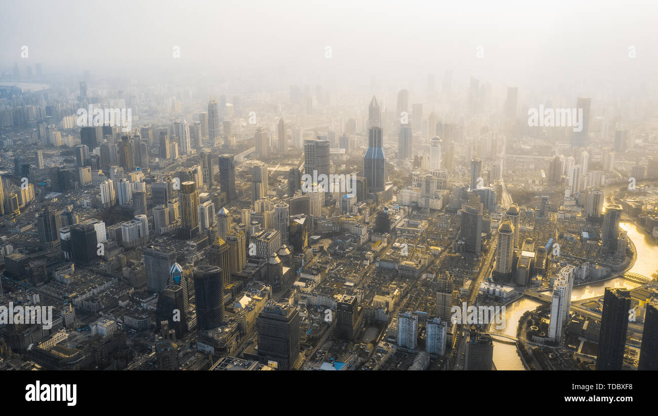 Aerial photography of Shanghai Puxi complex and other Stock Photo - Alamy