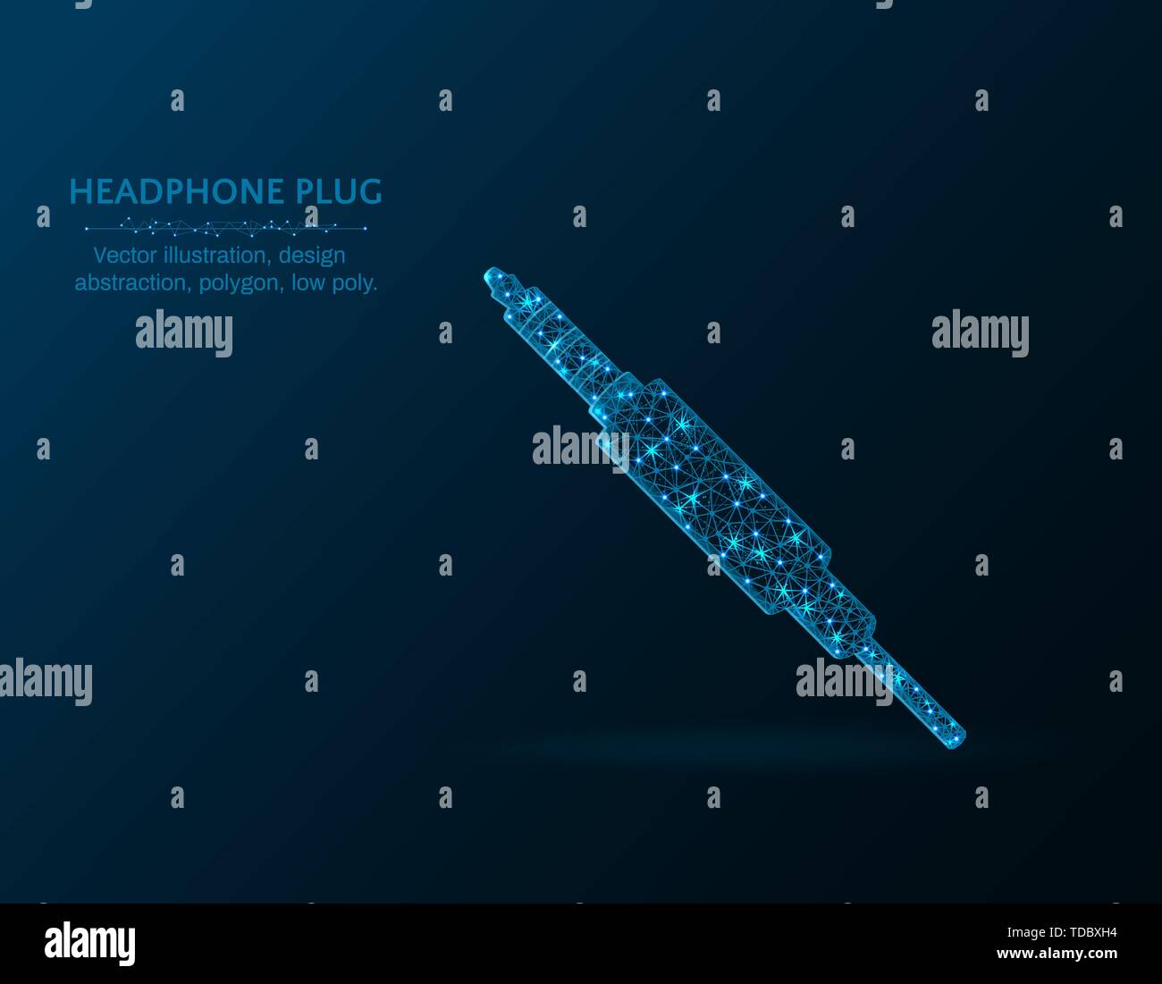 Headphone plug low poly design, polygonal audio equipment vector ...