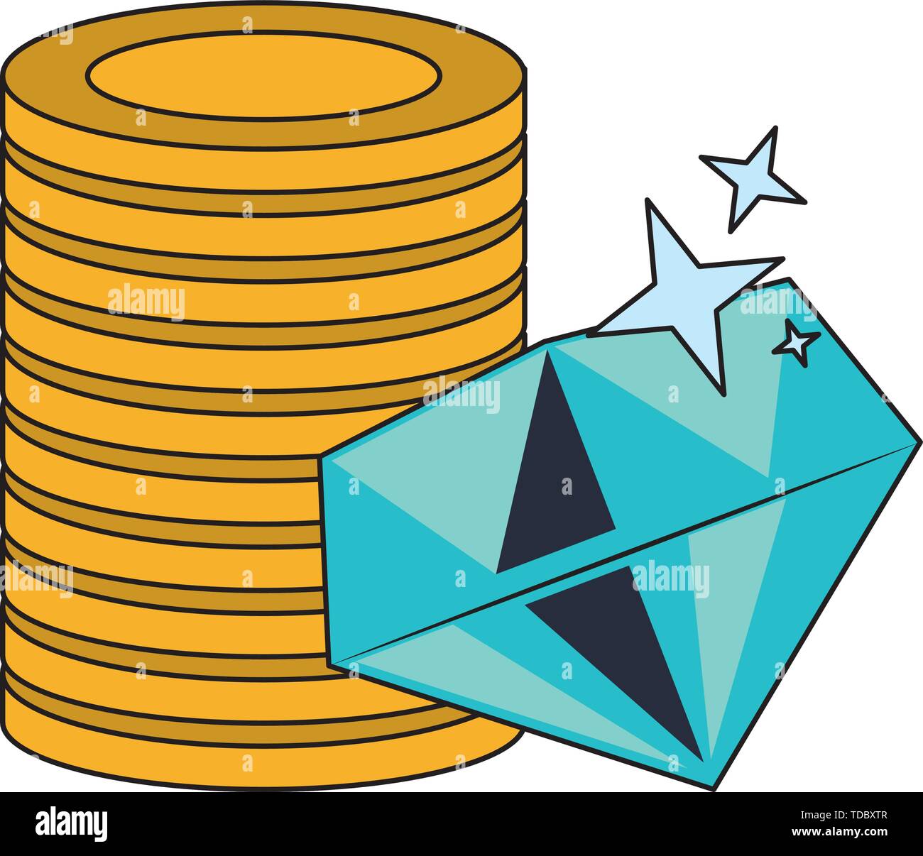 Gold coins and luxury diamond symbols Stock Vector Image & Art - Alamy