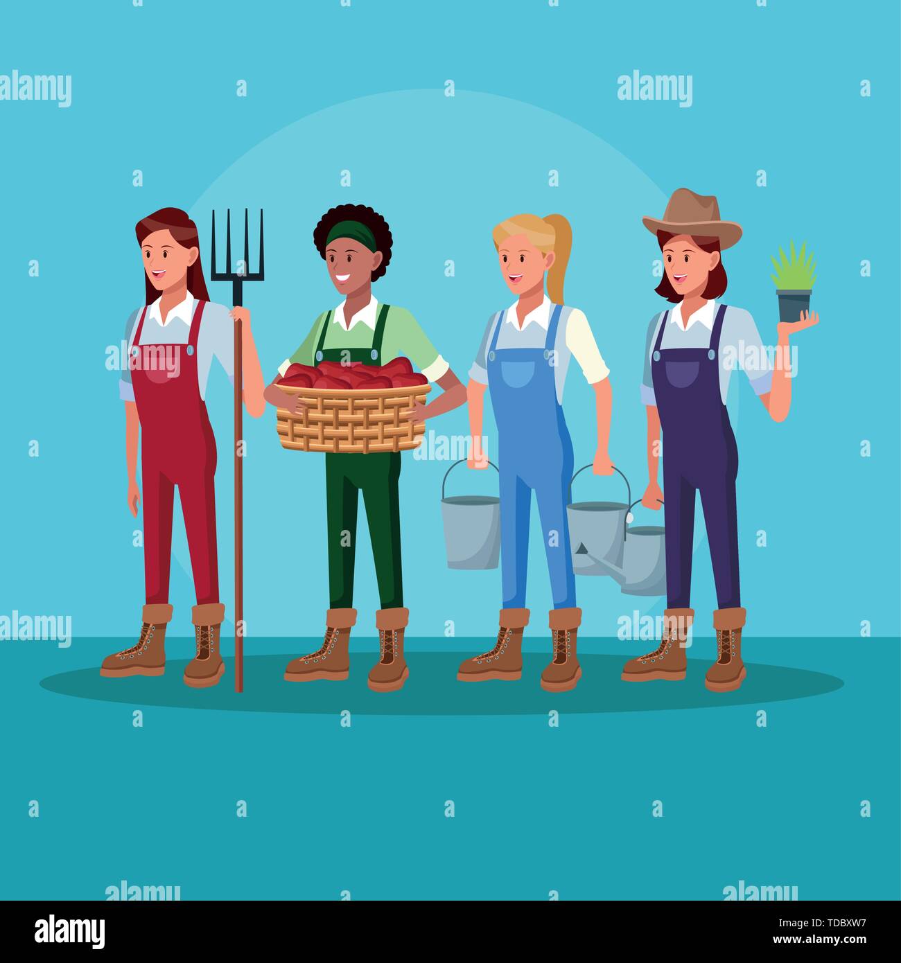 Farmers working in farm cartoons Stock Vector Image & Art - Alamy