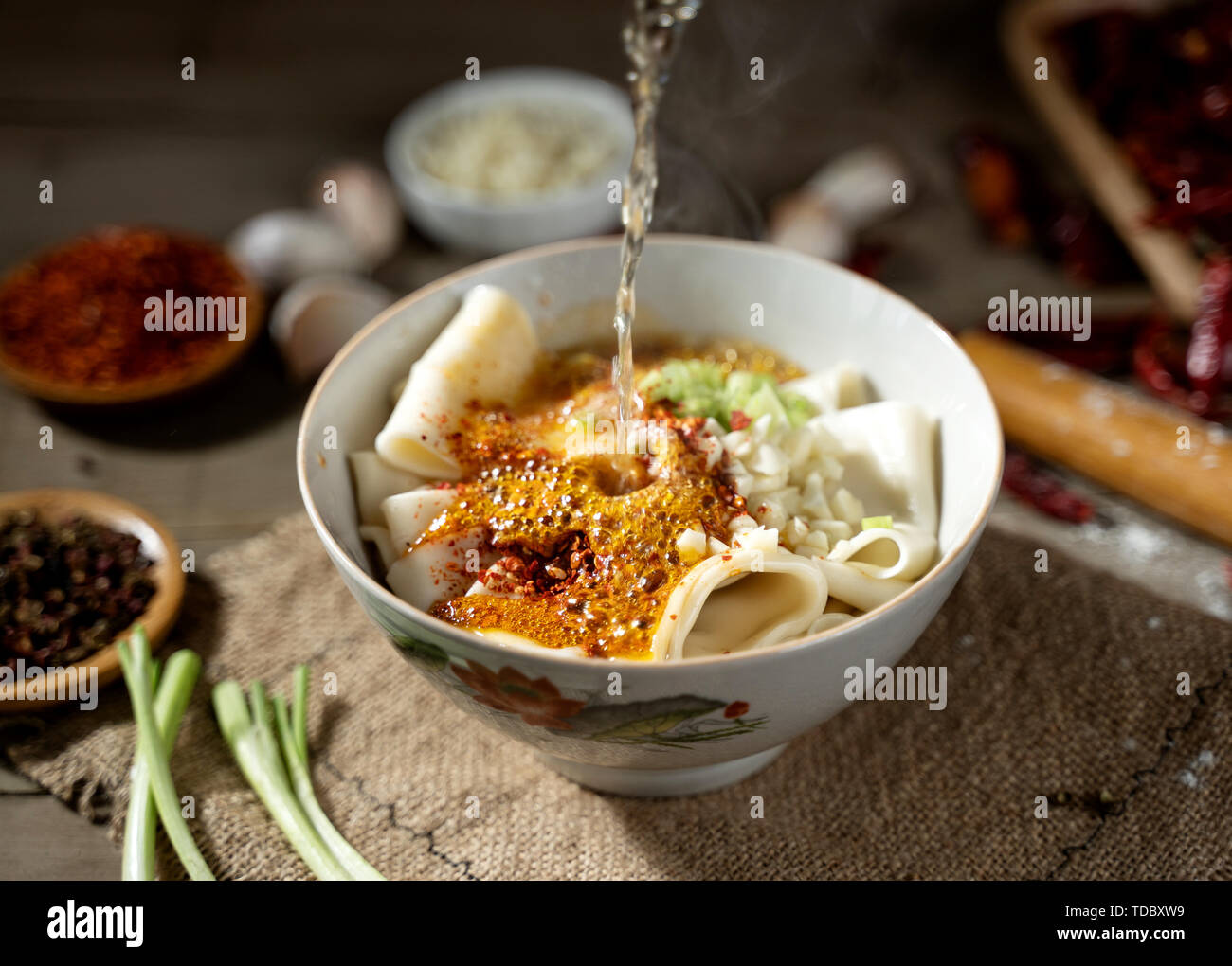 Shaanxi oil splash noodles Stock Photo - Alamy
