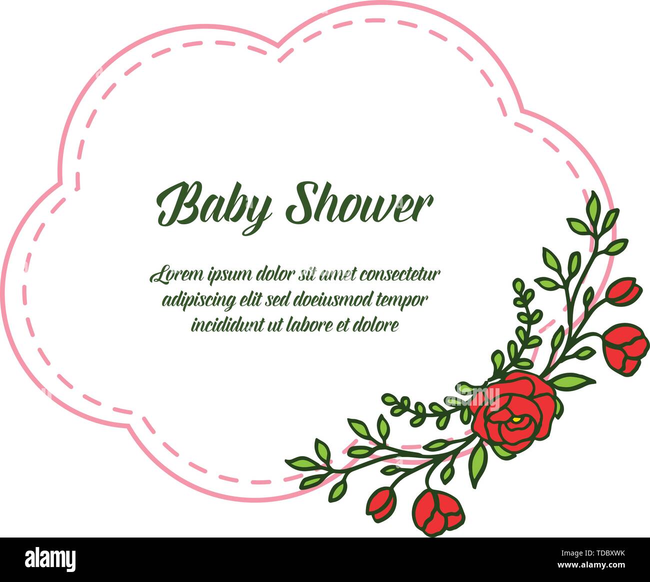 Vector illustration style of card baby shower for ornate of wreath ...