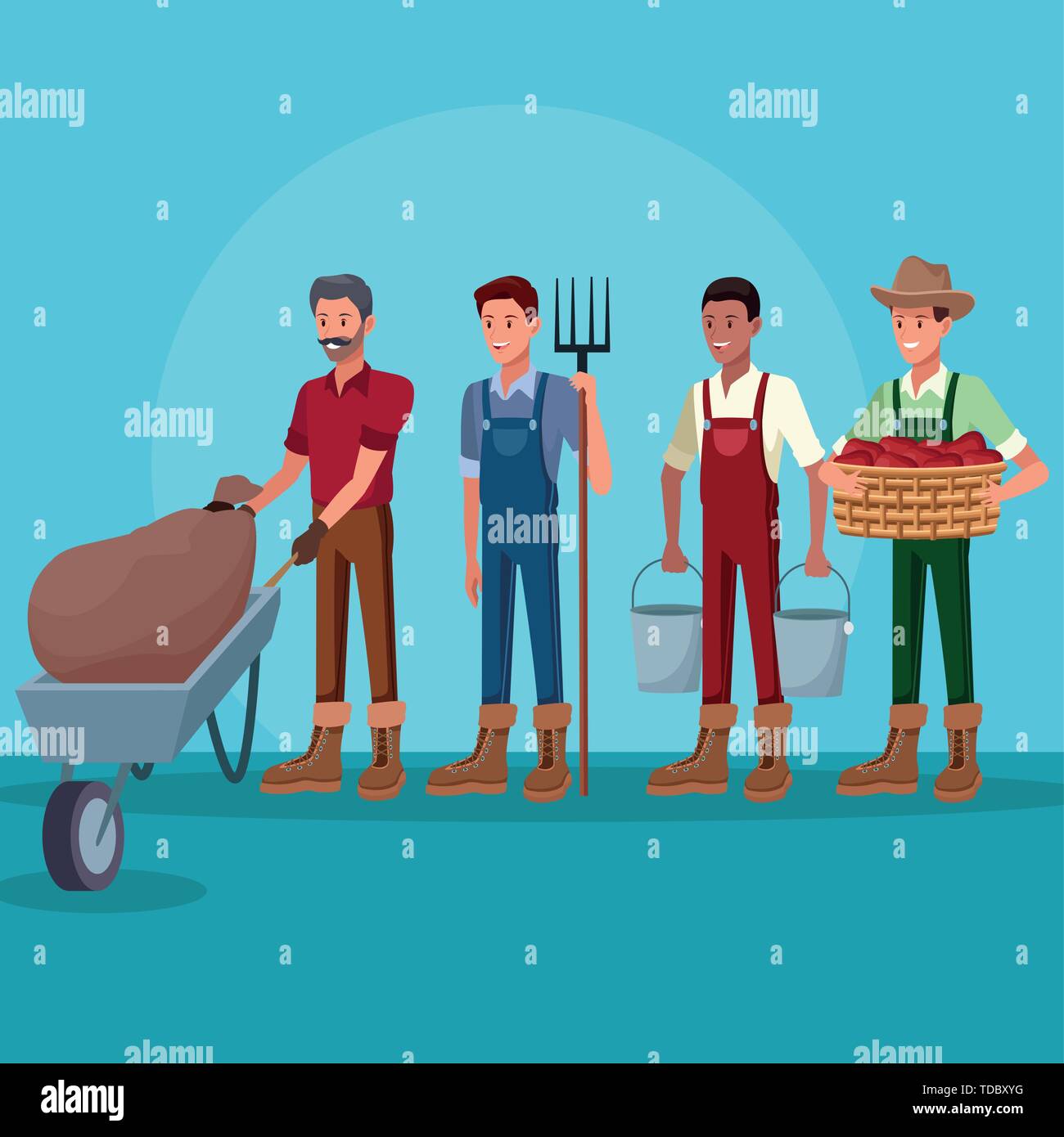Farmers working in farm cartoons Stock Vector Image & Art - Alamy