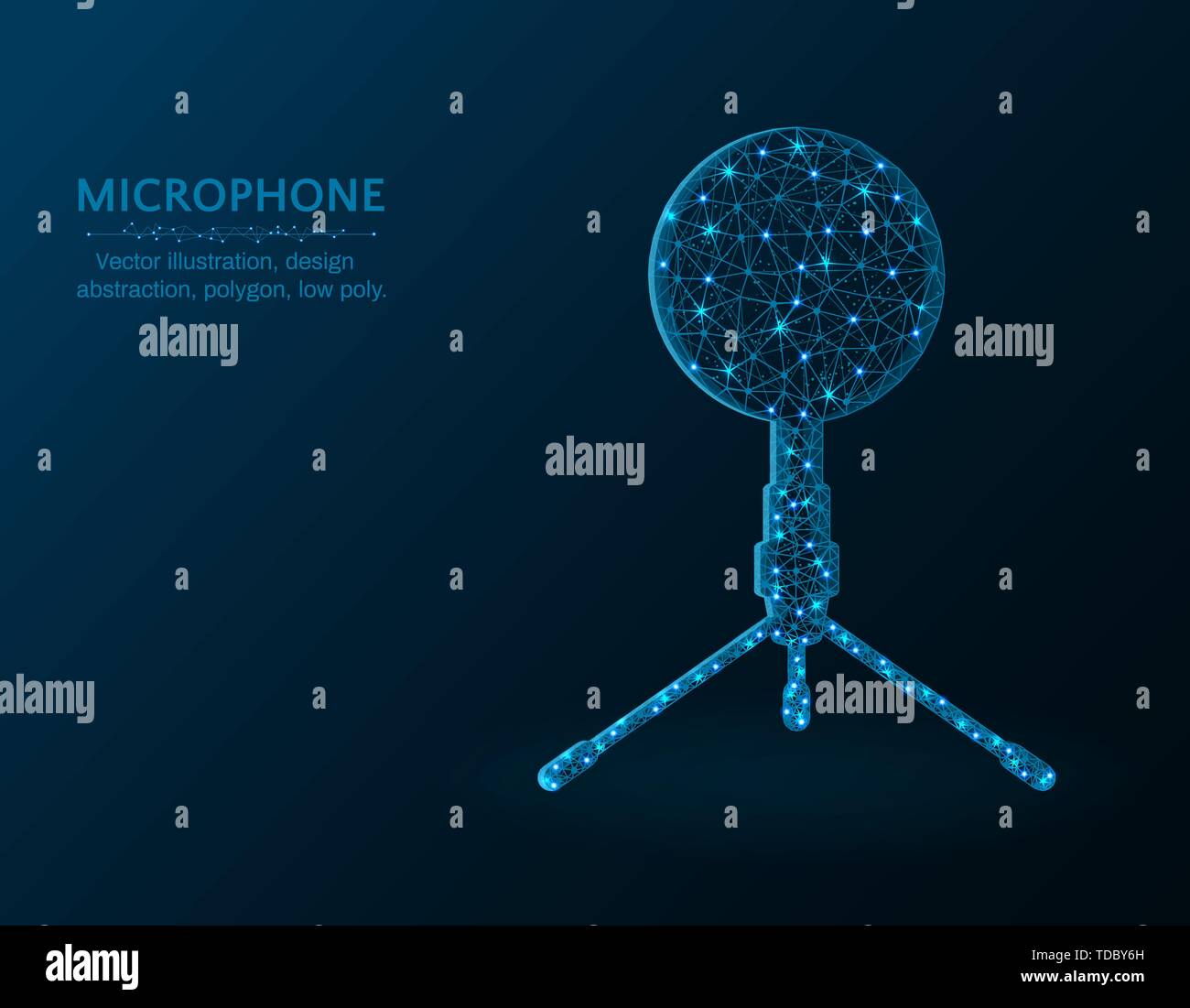 Microphone low poly design, sound recording polygonal vector ...