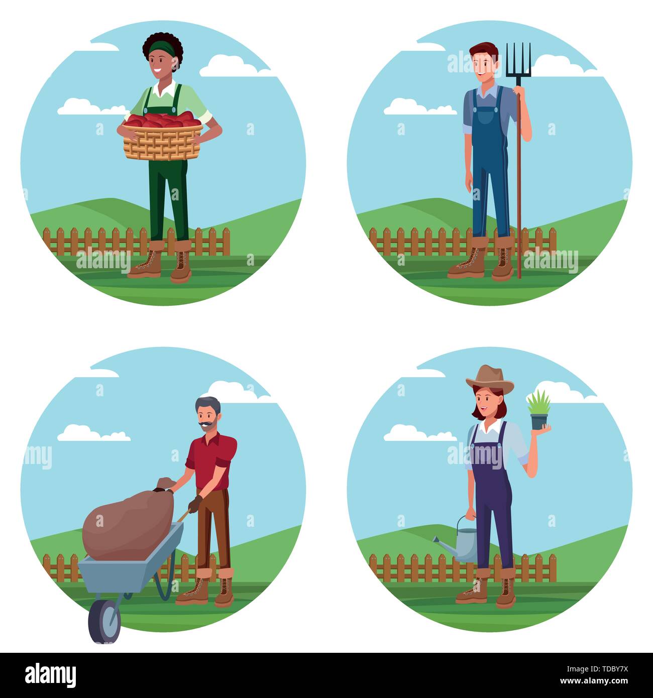 Set of Farmers working in farm cartoons Stock Vector Image & Art - Alamy