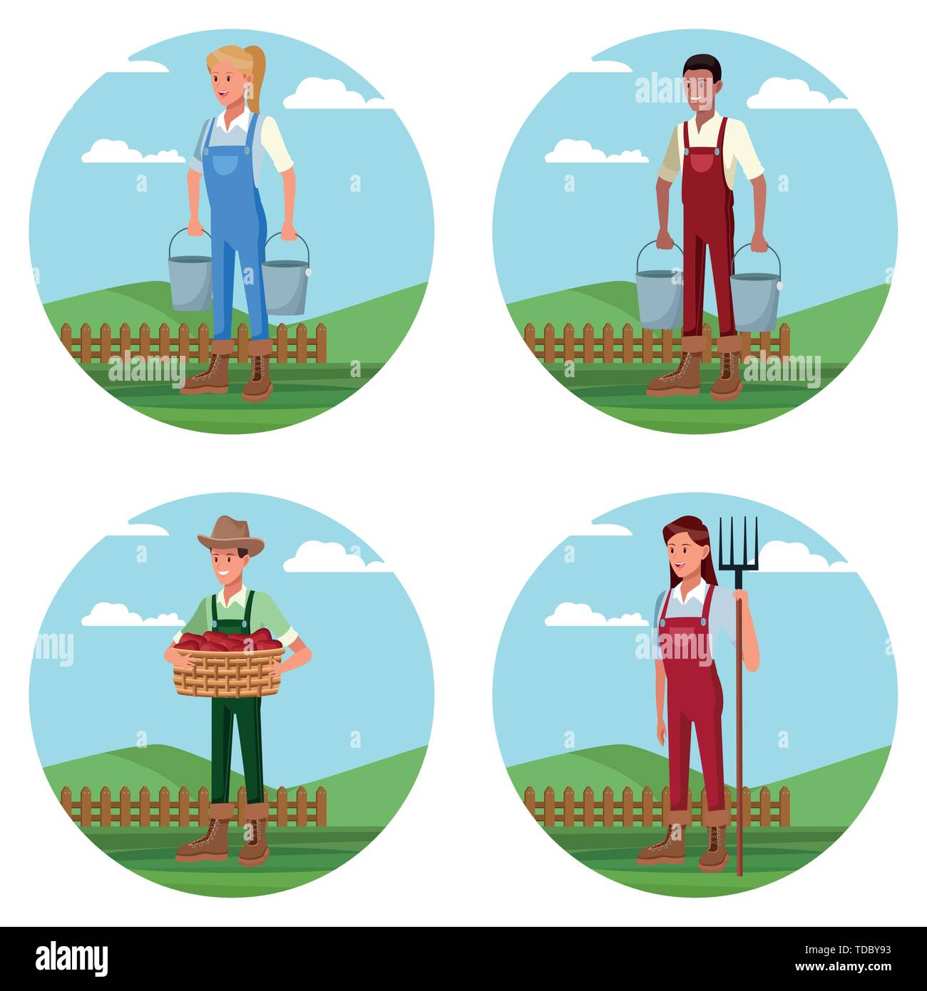 Set of Farmers working in farm cartoons Stock Vector Image & Art - Alamy