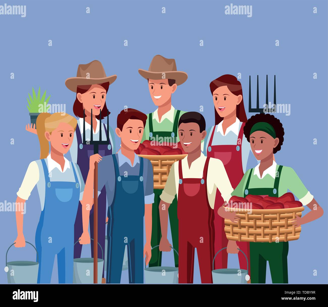 Farmers working in farm cartoons Stock Vector Image & Art - Alamy