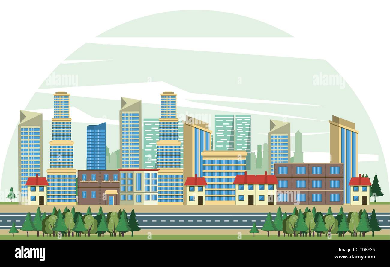 Urban buildings with cityscape scenery banner Stock Vector Image & Art ...