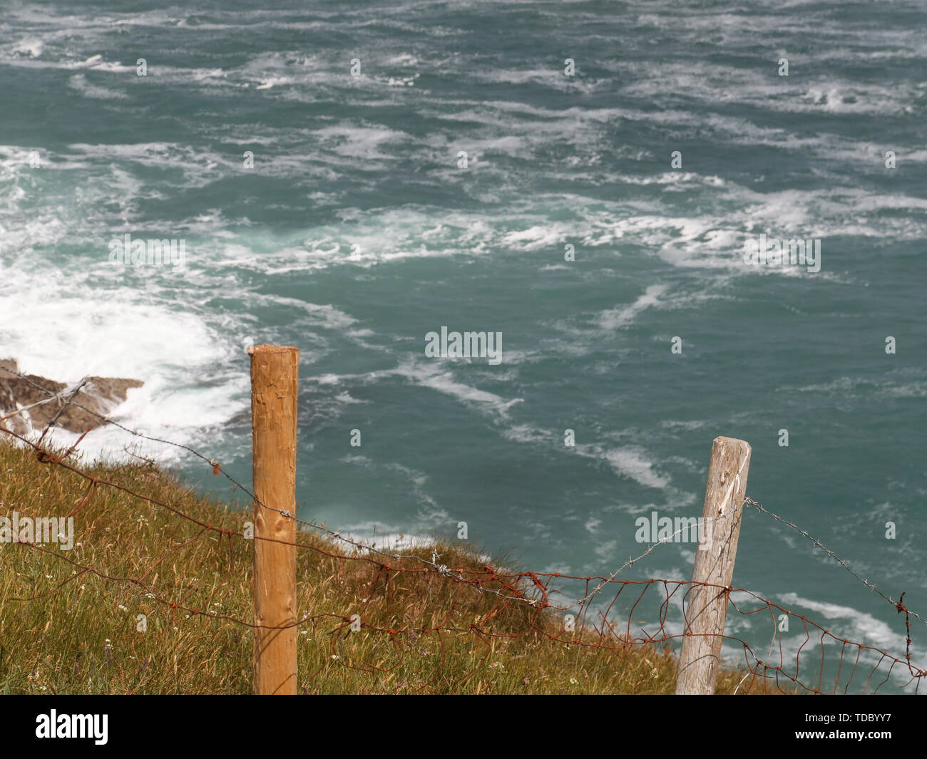 Hillside looking down to sea, Stepper Point Stock Photo - Alamy