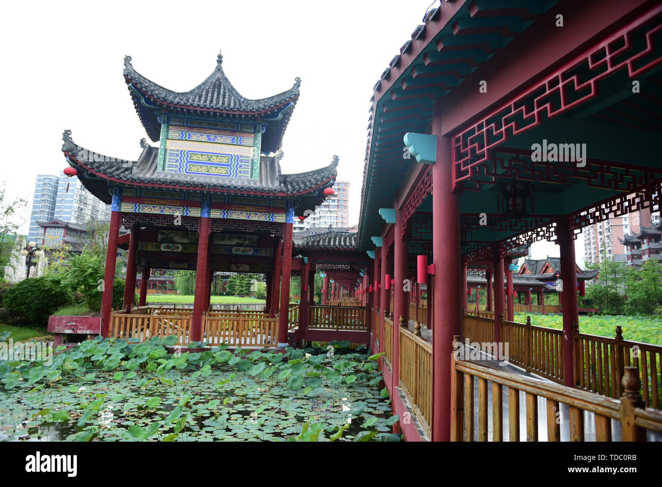 Antique architecture and lotus pavilion lotus Stock Photo - Alamy