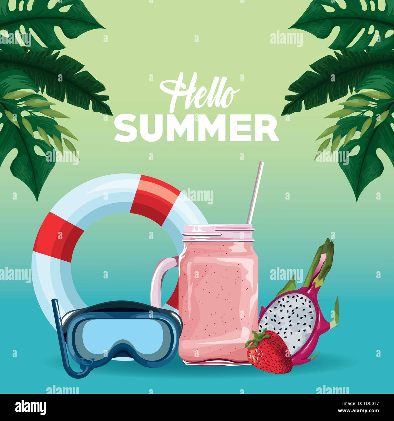 Hello summer poster card cartoons Stock Vector Image & Art - Alamy