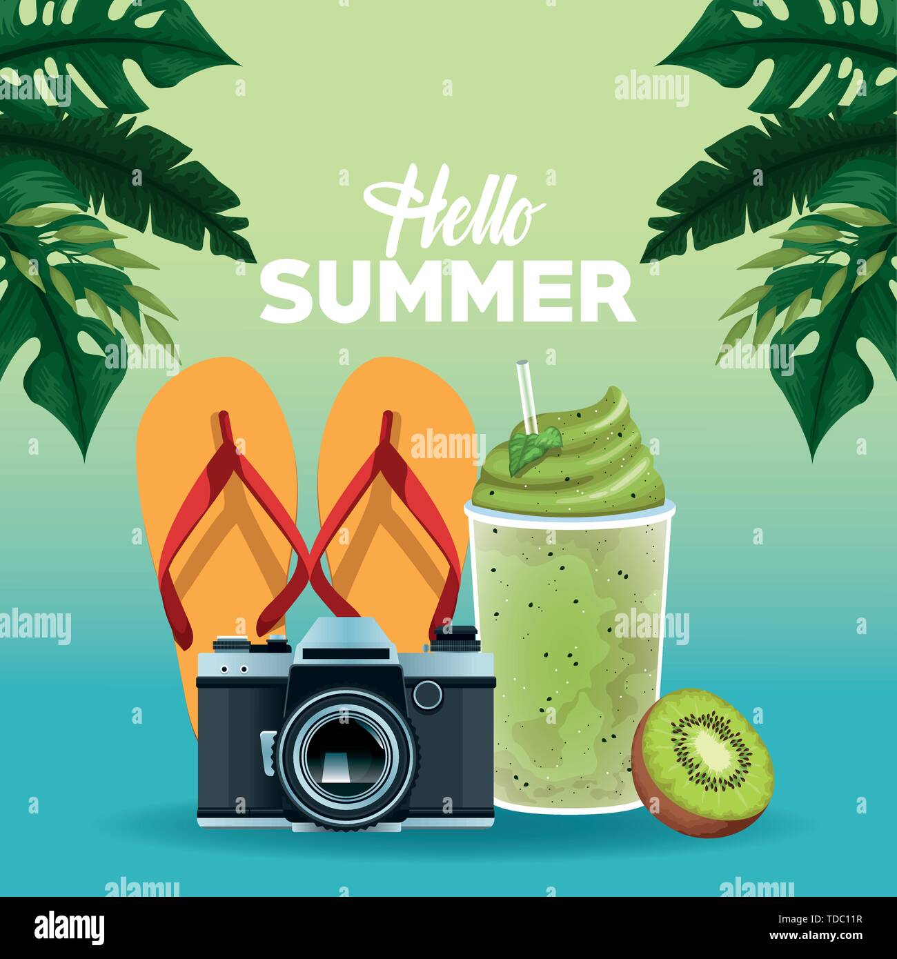 Hello summer poster card cartoons Stock Vector Image & Art - Alamy