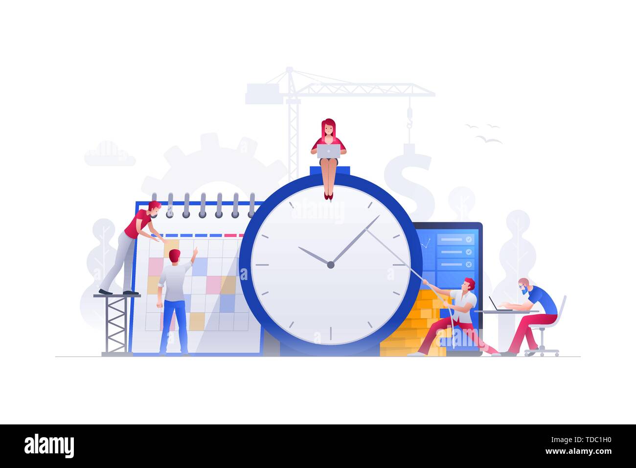 Vector illustration people are working on financial issues together on ...