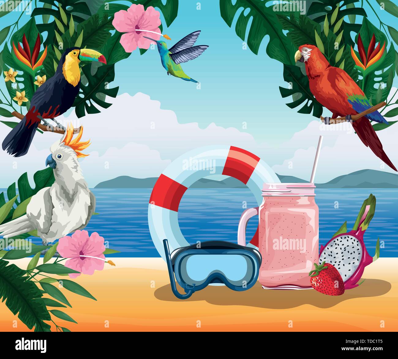 Summer vacation and beach cartoons Stock Vector Image & Art - Alamy