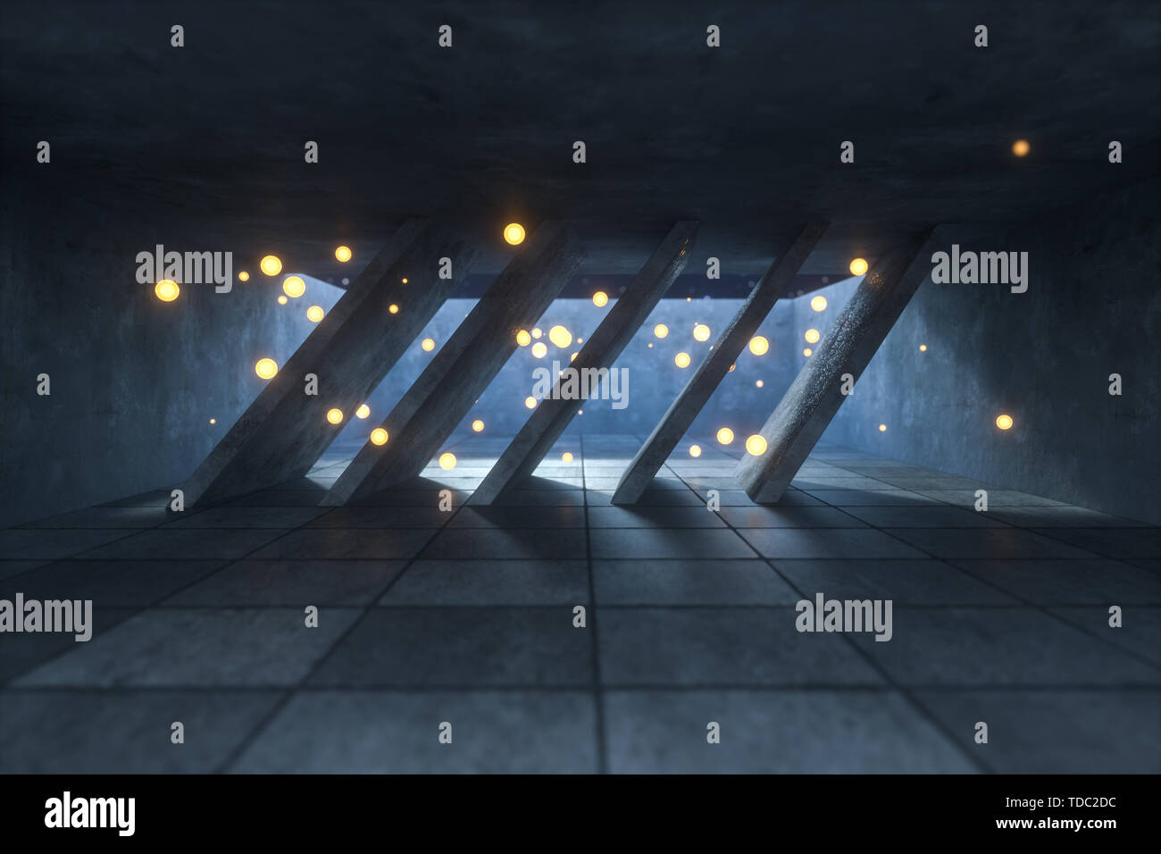 Three-dimensional rendering, fireflies in a dark room Stock Photo - Alamy