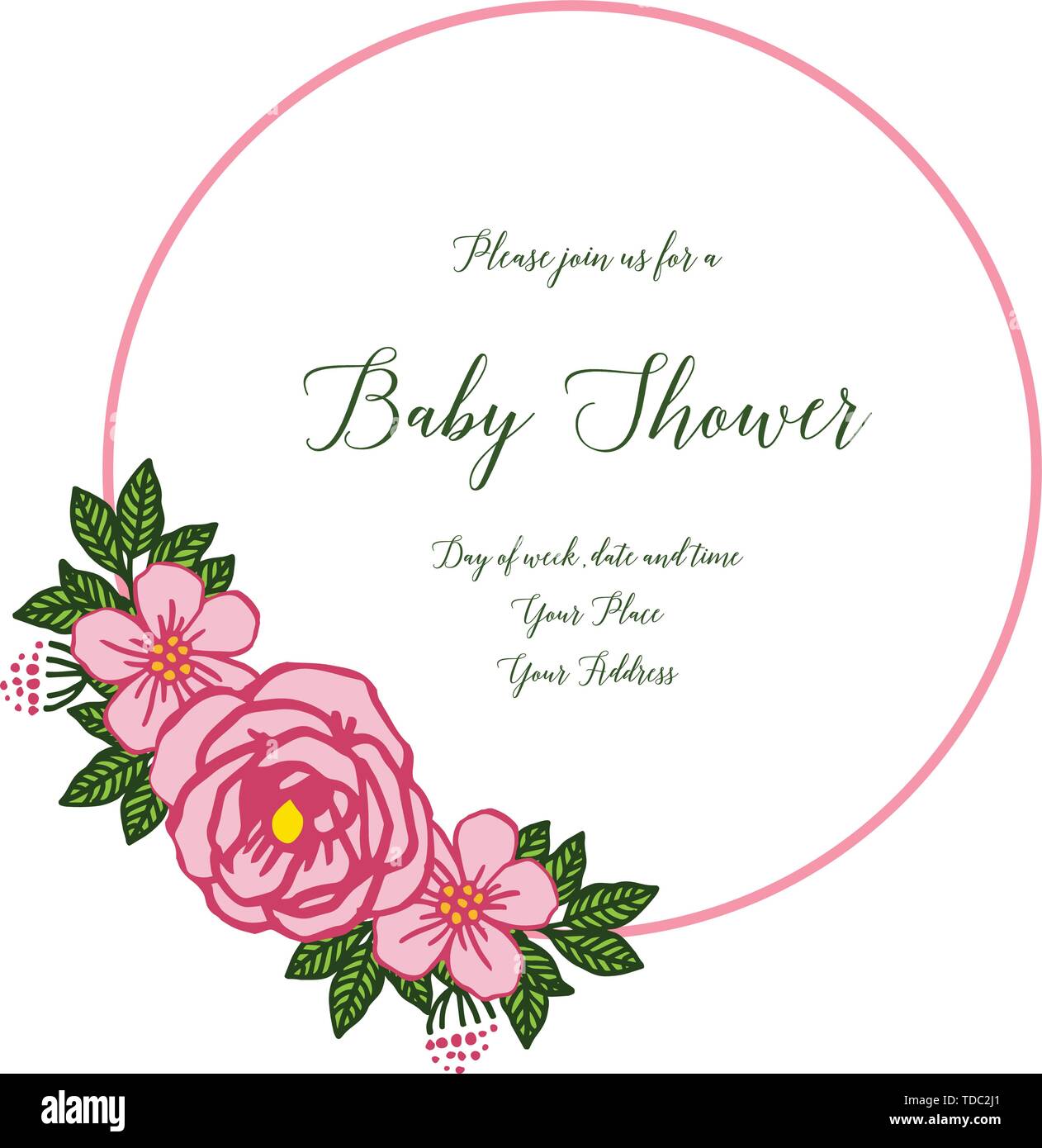 Vector illustration template baby shower with various abstract of pink ...