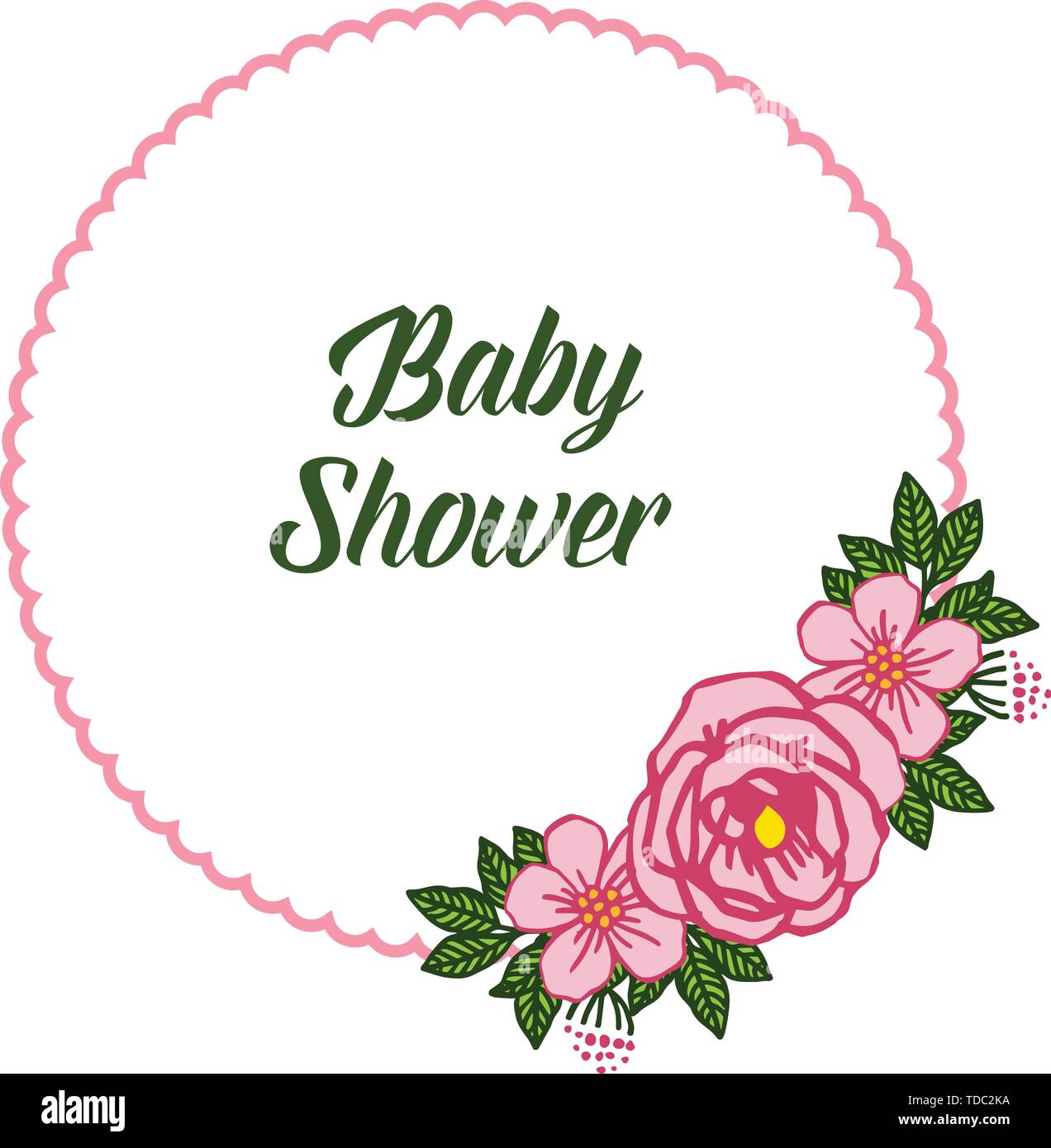 Vector illustration template baby shower with various abstract of pink ...
