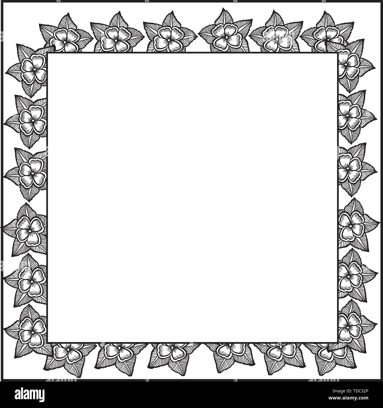 Vector illustration drawing flower frame for ornate of wallpaper hand ...