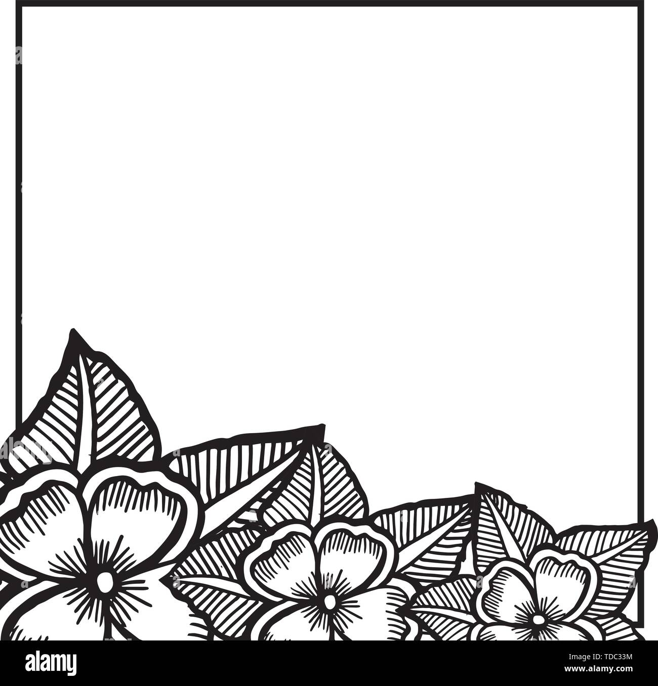 Vector illustration drawing flower frame for ornate of wallpaper hand ...