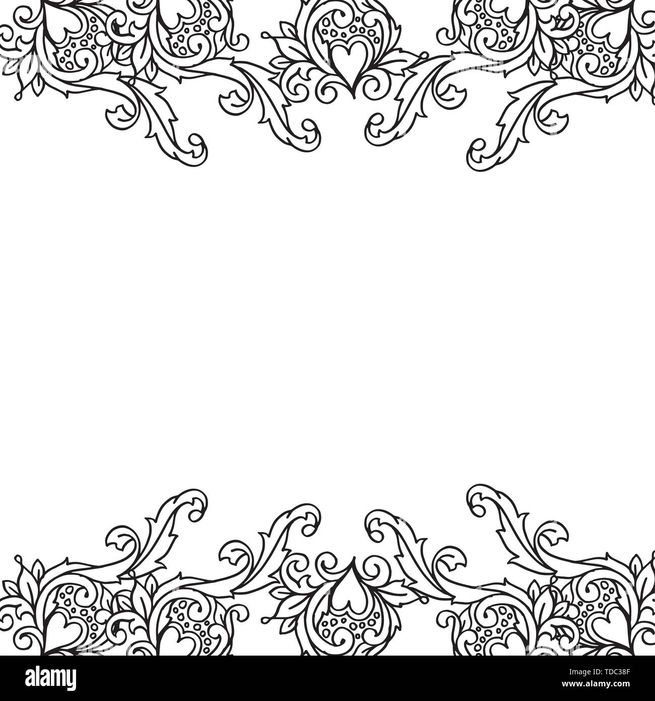 Vector illustration drawing flower frame for ornate of wallpaper hand ...