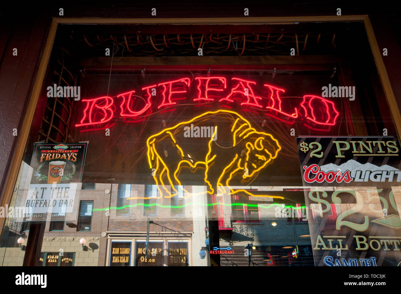 Window of Buffalo Bodega steakhouse and gaming complex, Deadwood ...