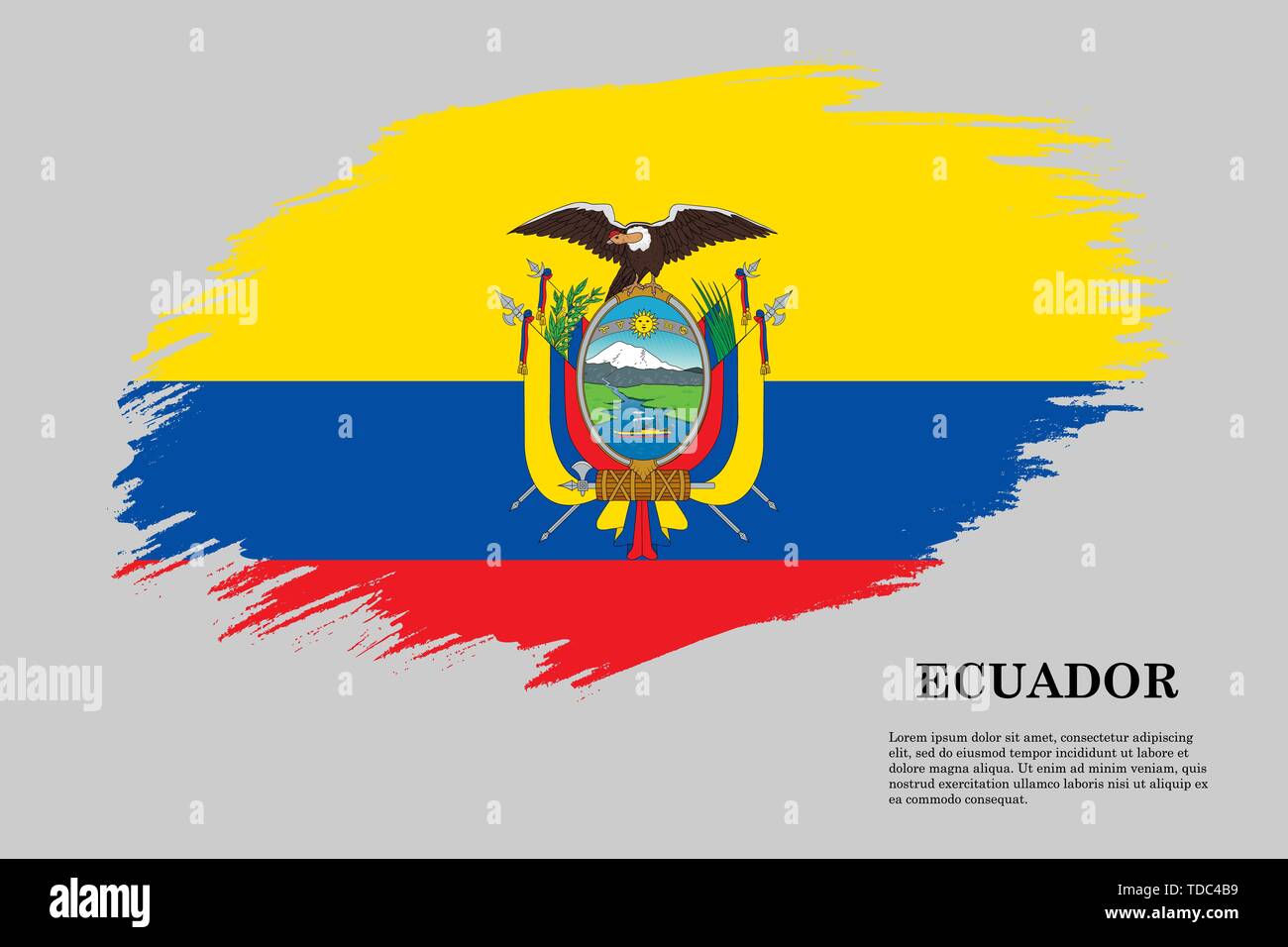 Brush stroke styled flag of Ecuador . Template for your design Stock ...