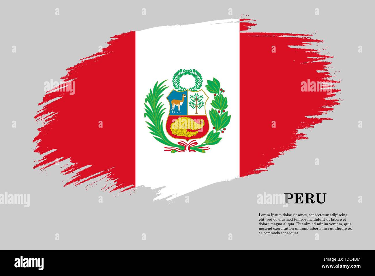 Brush stroke styled flag of Peru . Template for your design Stock ...