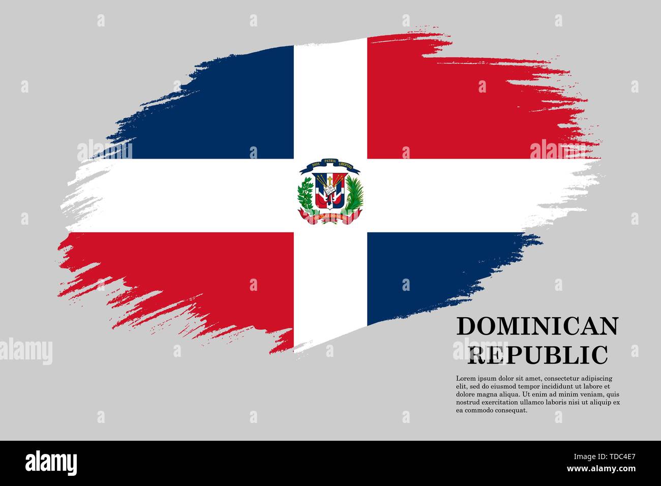 Brush stroke styled flag of Dominican Republic . Template for your ...