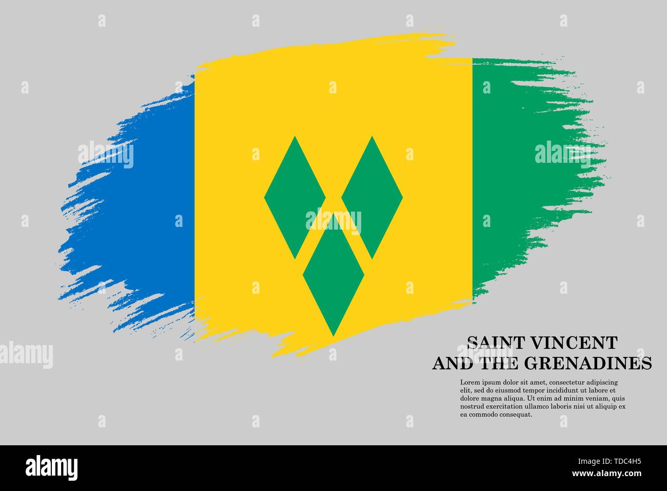 Brush stroke styled flag of Saint Vincent . Template for your design ...