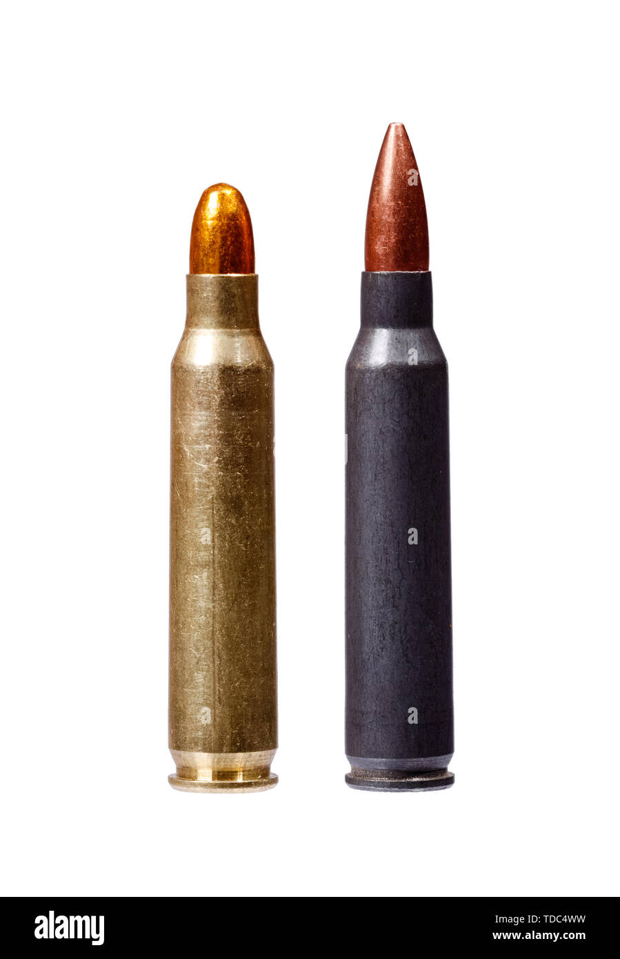 Two rifle bullets isolated on white background Stock Photo - Alamy