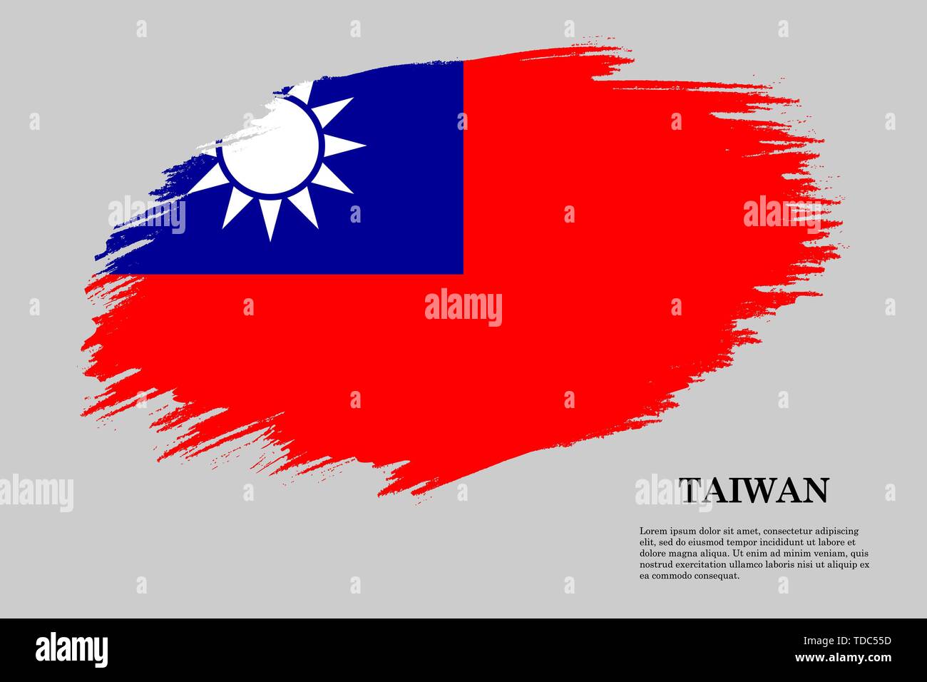 Brush stroke styled flag of Taiwan . Template for your design Stock ...