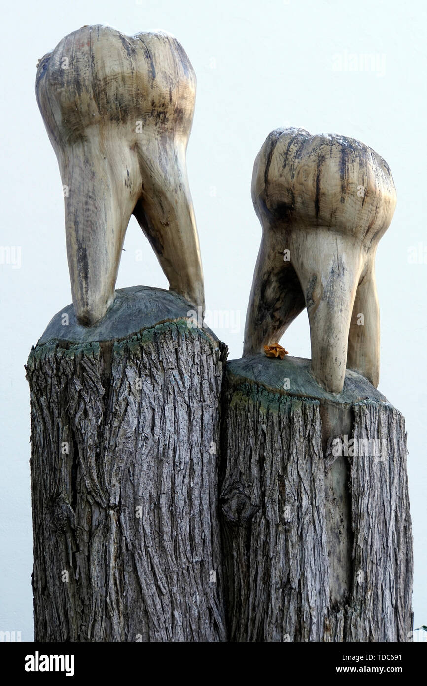 Backenzahn, geschnitzt aus einem Eichenstamm, Winsen (Luhe ...