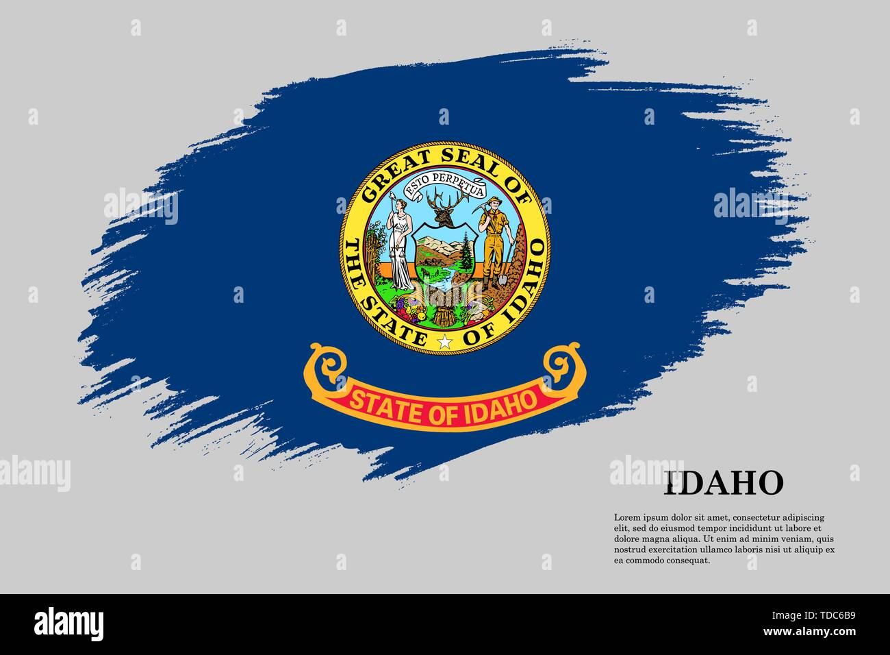 Brush stroke styled flag of Idaho . Template for your design Stock ...