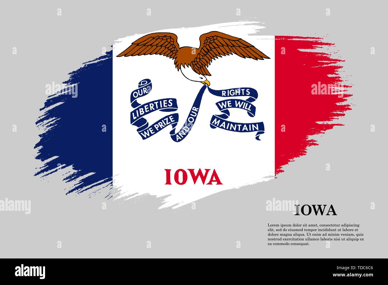 Brush stroke styled flag of Iowa . Template for your design Stock ...