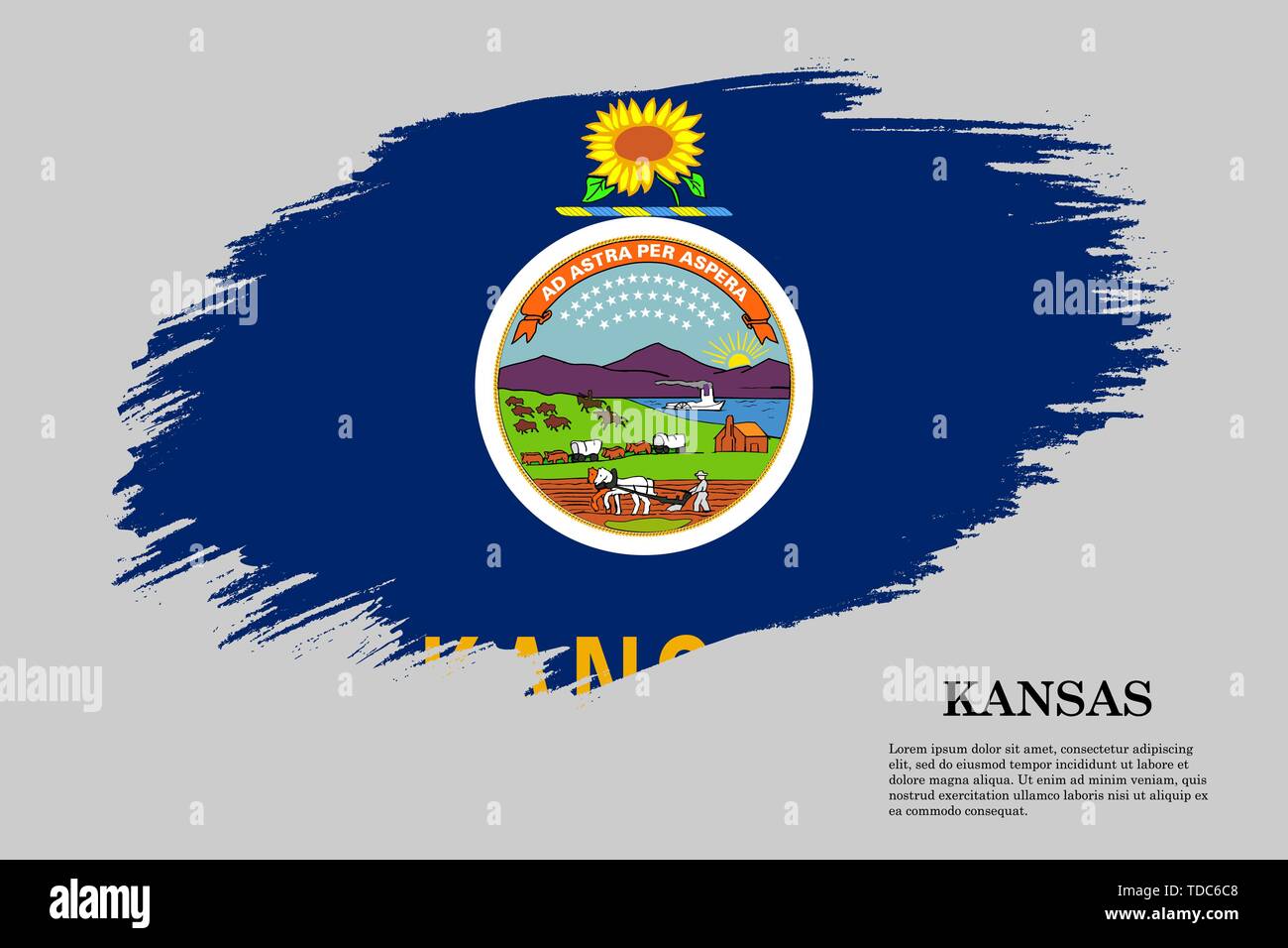 Brush stroke styled flag of Kansas . Template for your design Stock ...