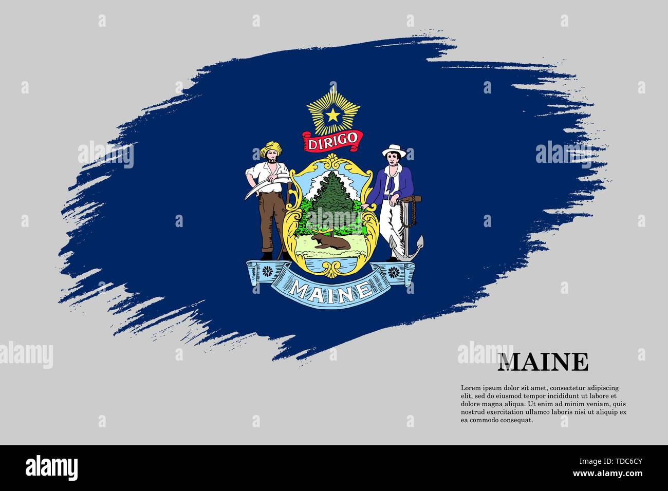 Brush stroke styled flag of Maine . Template for your design Stock ...