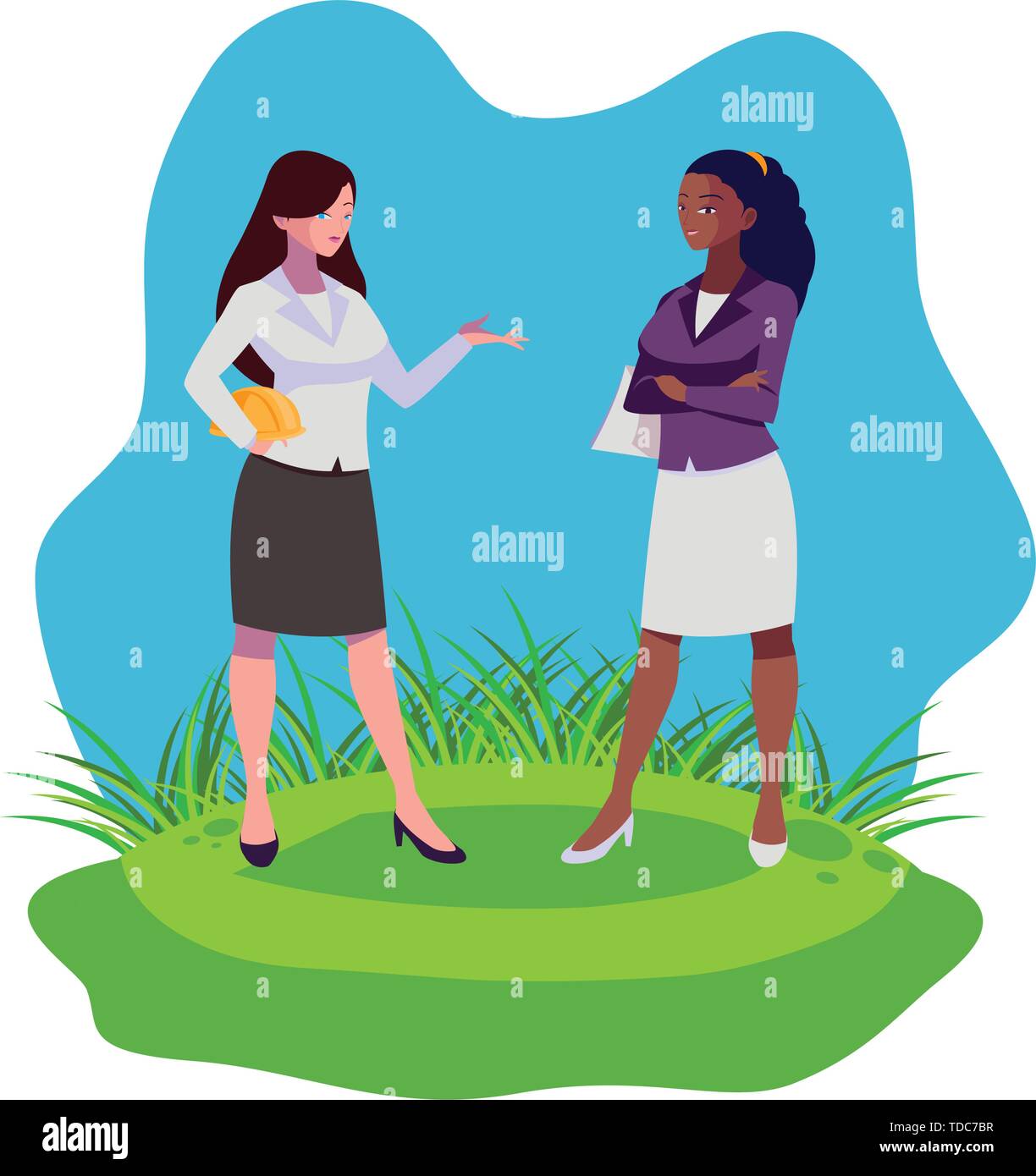 Cartoon construction workers women Stock Vector Images - Alamy
