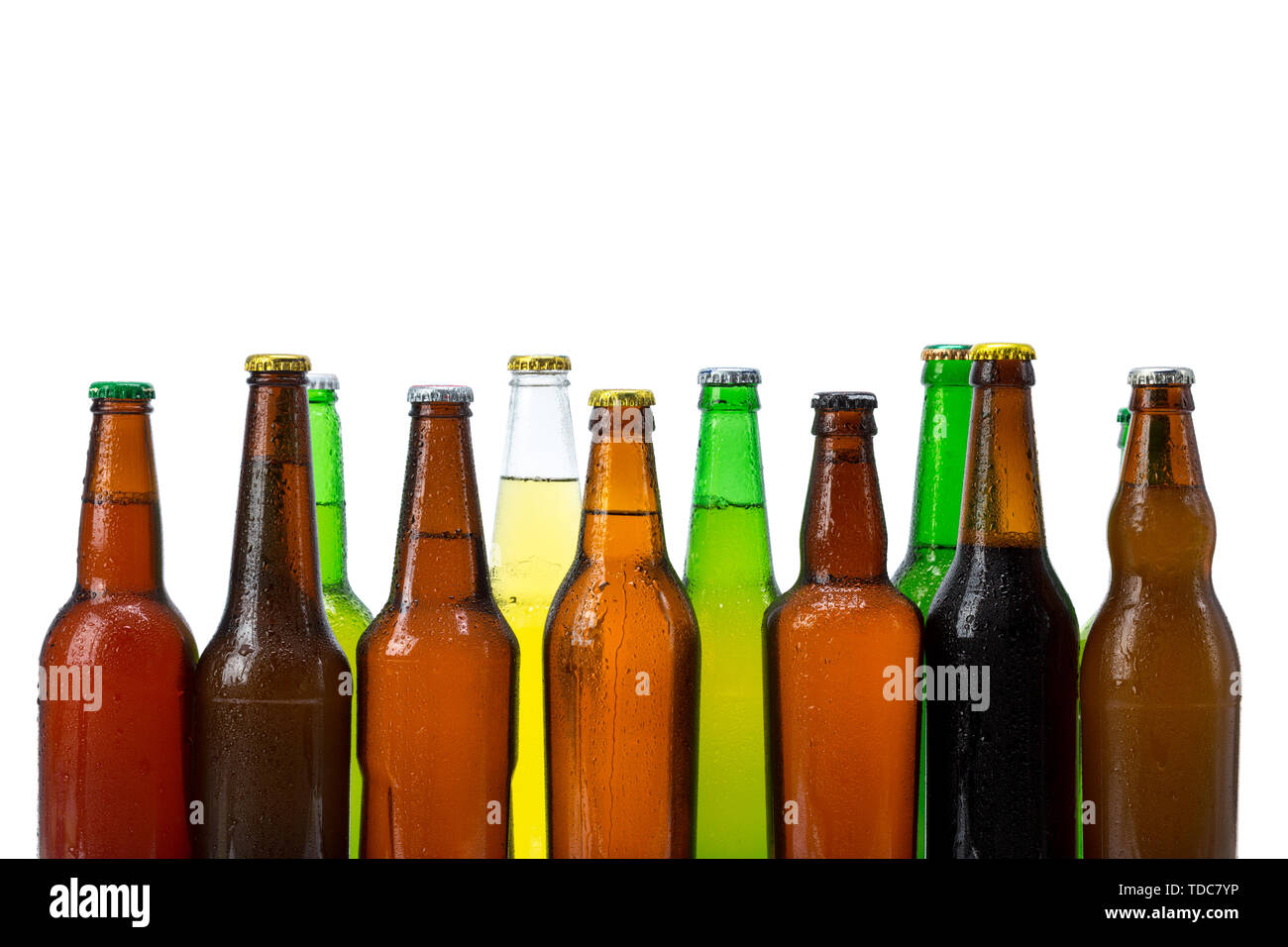 Set of beer bottles isolated Stock Photo - Alamy