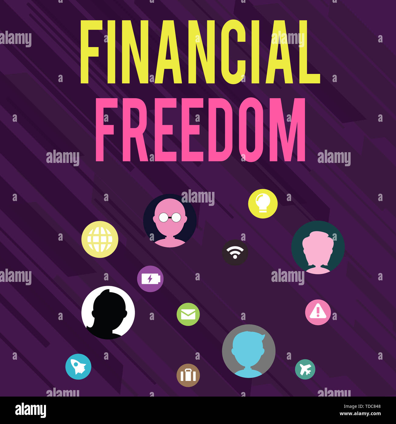 Conceptual hand writing showing Financial Freedom. Concept meaning Having money Free from worry ...