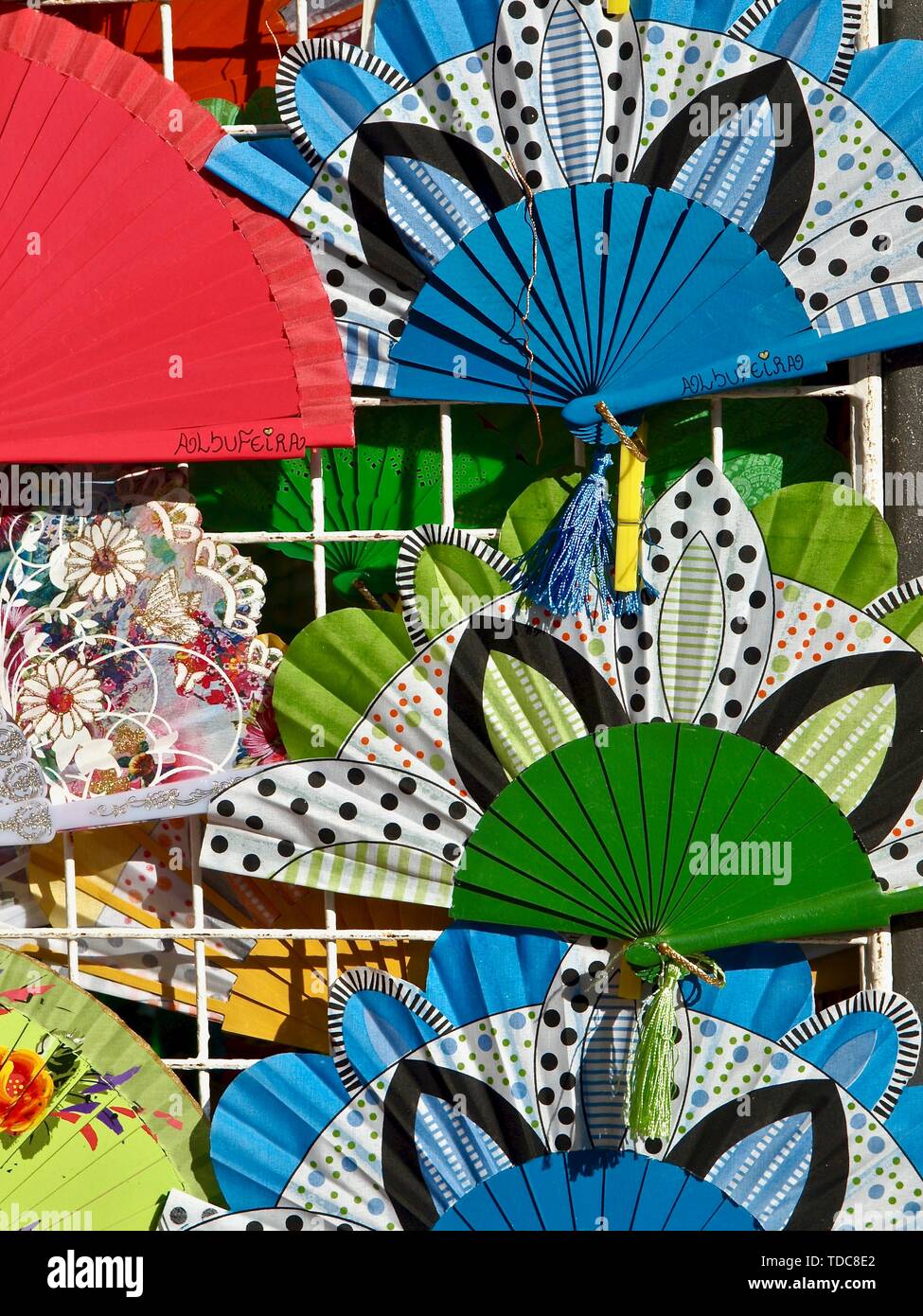 Colorful chinese fans at a market Stock Photo - Alamy