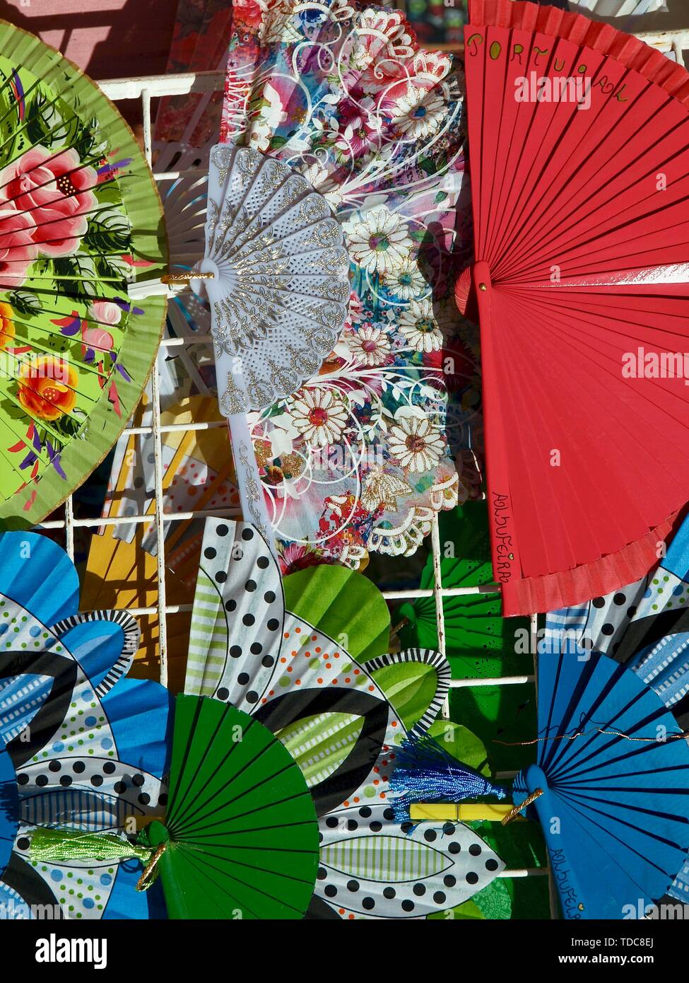 Colorful chinese fans at a market Stock Photo - Alamy