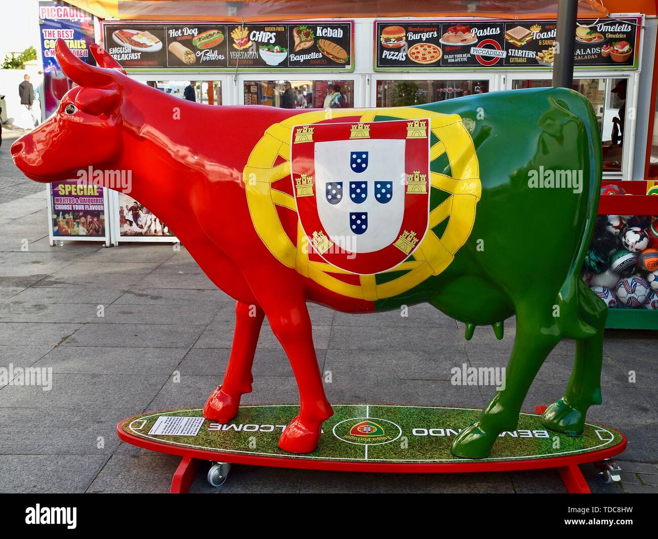 Cow with painted portuguese colors Stock Photo - Alamy
